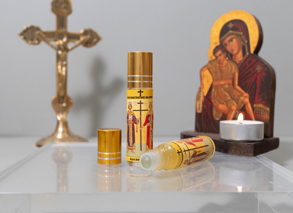 Anointing Oil From Mount Athos With Saints George, Demitrios, Isidoros ...