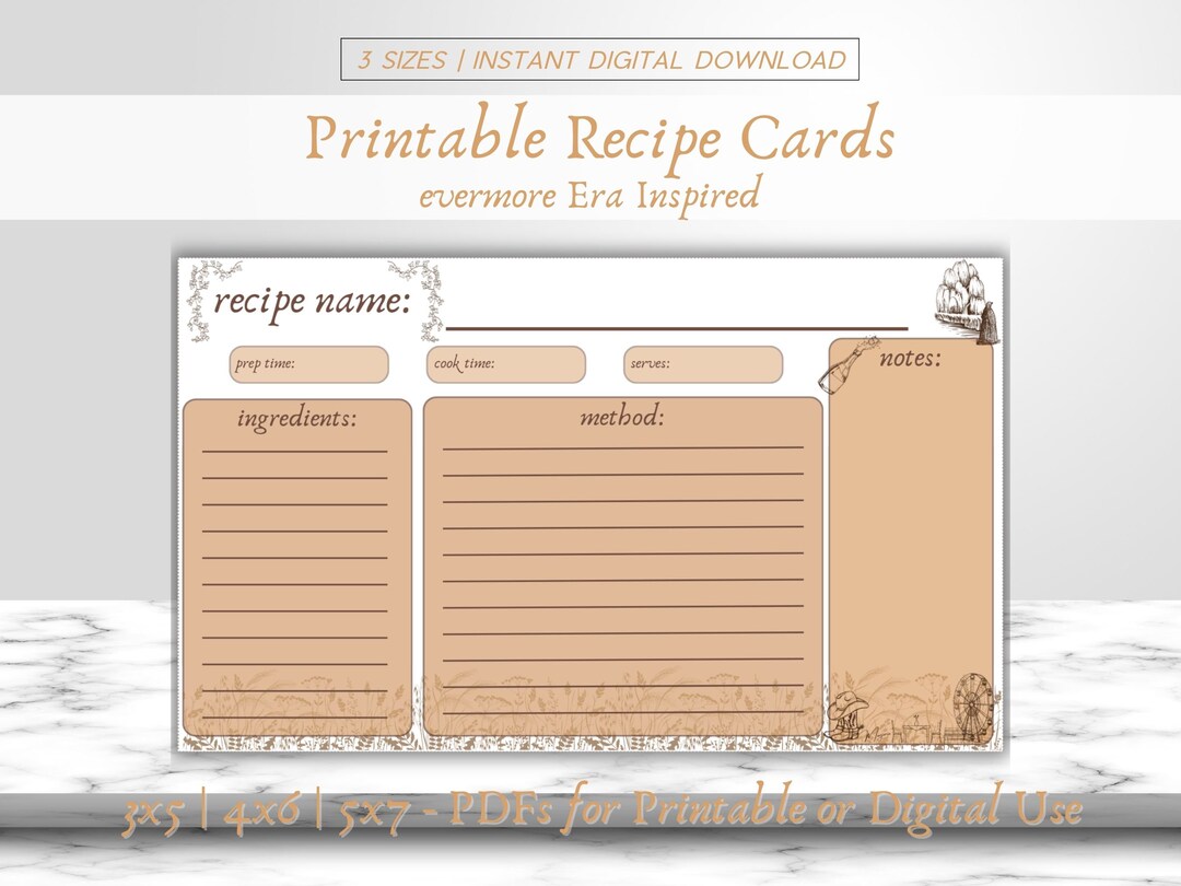 Evermore Era Inspired Recipe Card Template | DIY Baking, Cocktail ...