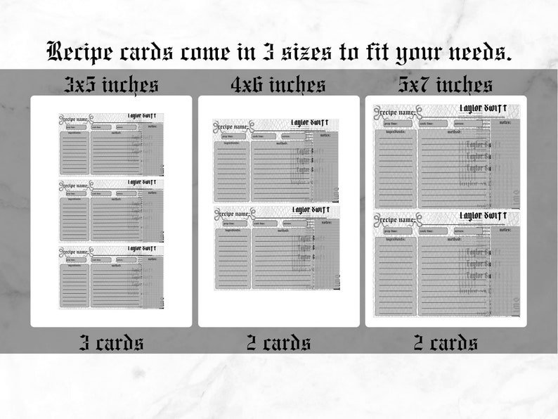Reputation Era Inspired Printable Recipe Card Template | DIY Baking ...