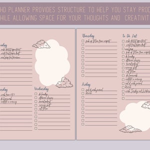 Adult ADHD Digital/printable PDF Planner for Daily and Weekly To-do ...