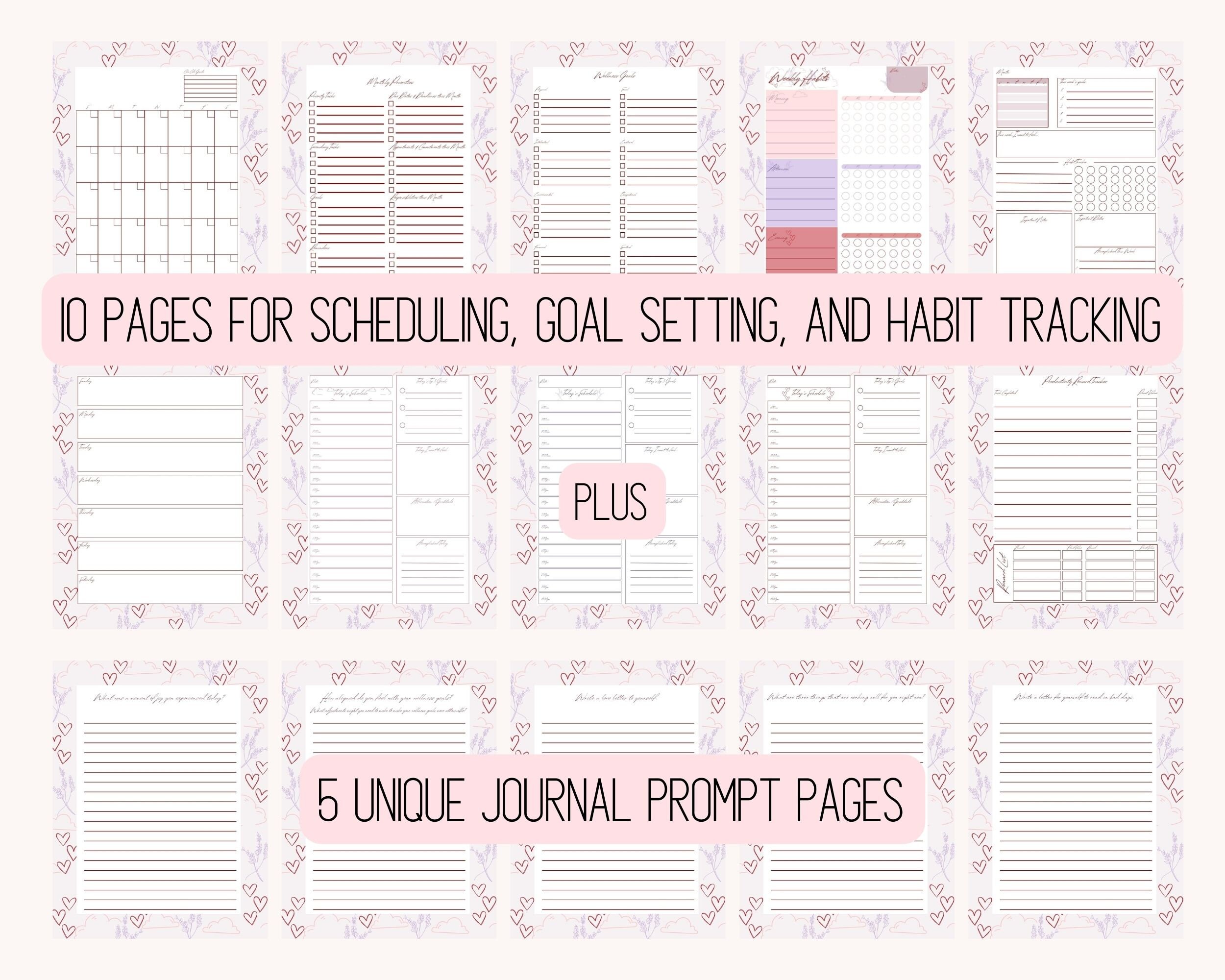 Wellness Digital Planner Journal and Tracker Healthy Self-care Habits ...