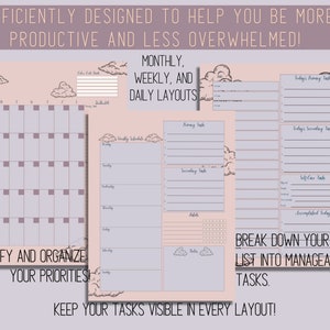 Adult ADHD Digital/printable PDF Planner for Daily and Weekly To-do ...