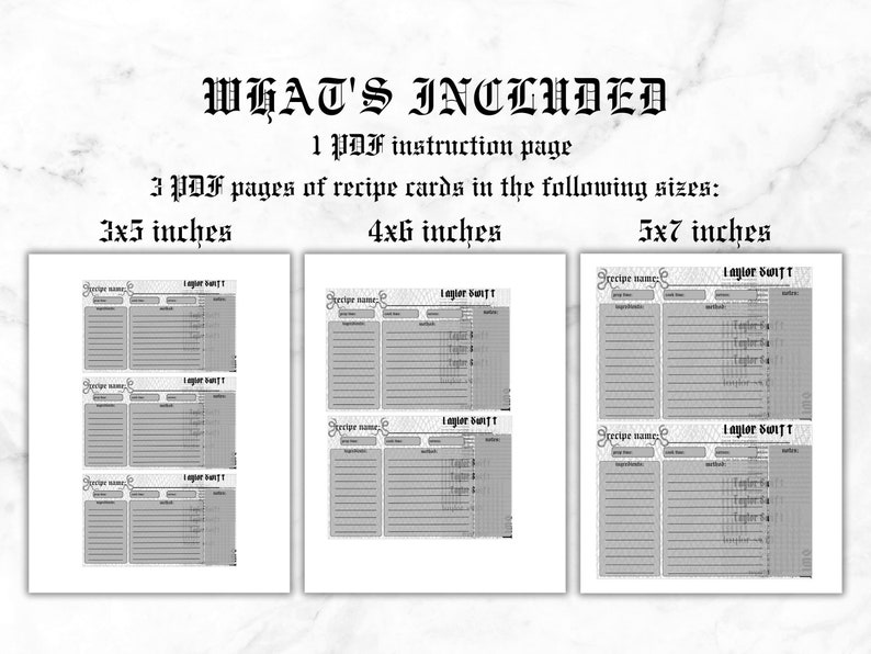 Reputation Era Inspired Printable Recipe Card Template | DIY Baking ...