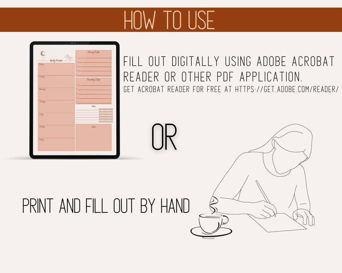 Adult ADHD Digital/printable PDF Planner for Daily To-do List, Wellness ...