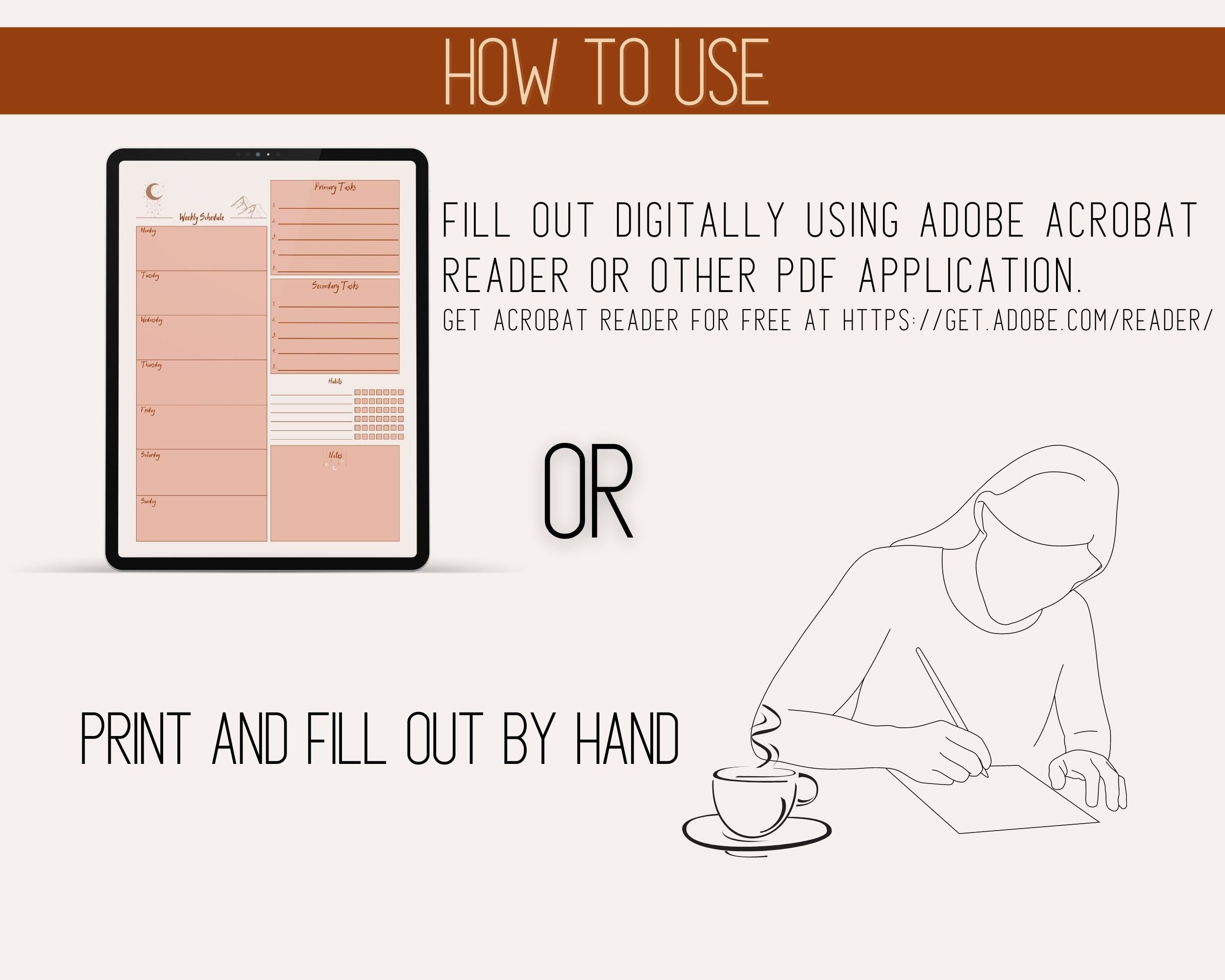 Adult ADHD Digital/printable PDF Planner for Daily To-do List, Wellness ...
