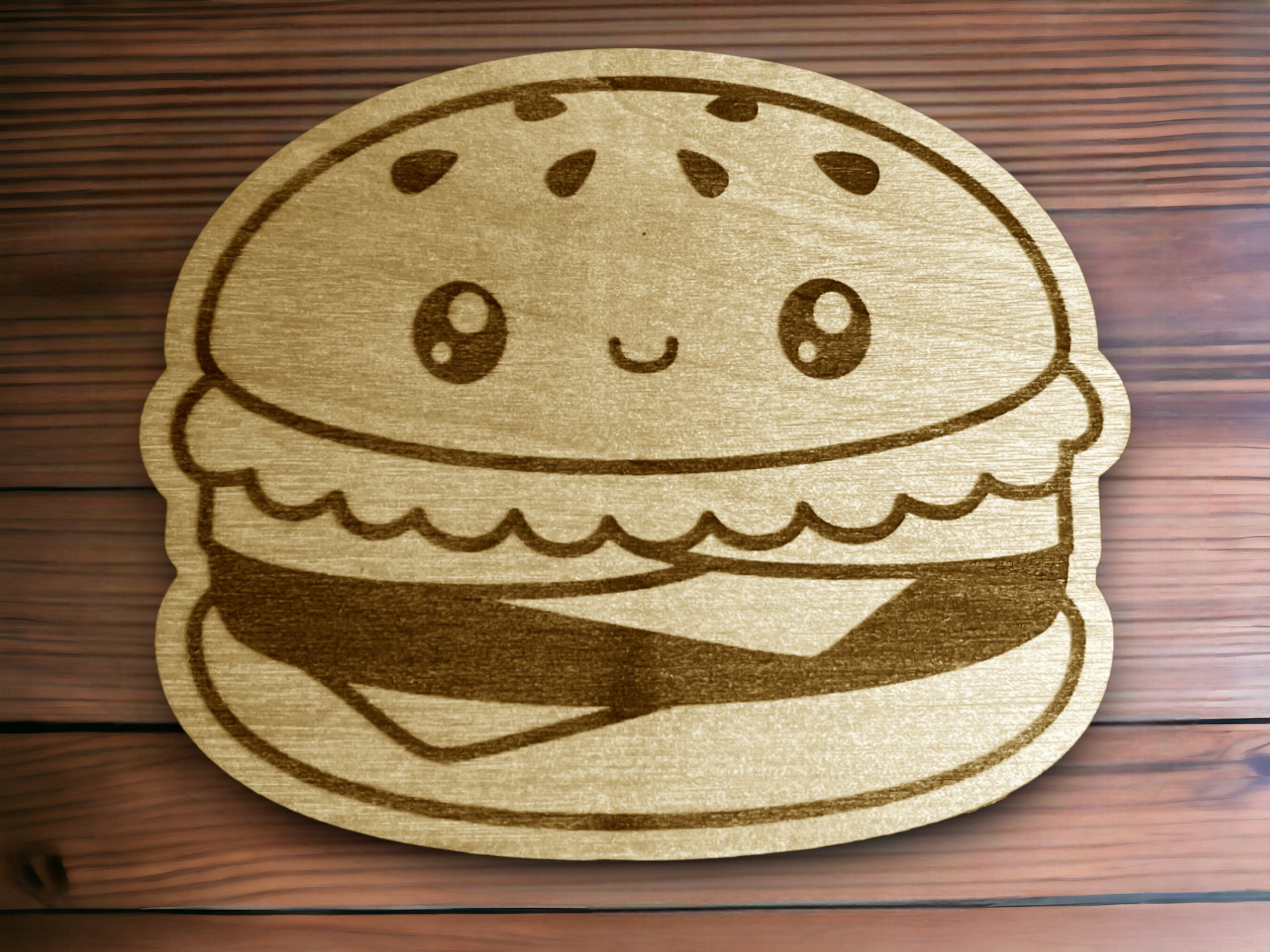 Burger Coaster I Kawaii Burger Coaster I Wood Coaster I Laser Engraved ...