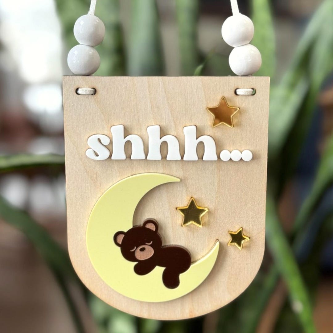 Baby Sleeping Sign, Nursery Sign, Bear Nursery Decor, Woodland Decor ...