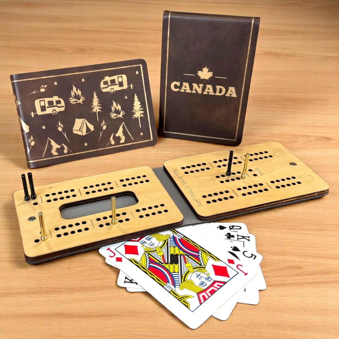 Travel Cribbage Board, Canada Crib Board, Camping Game, Mini Crib Board ...