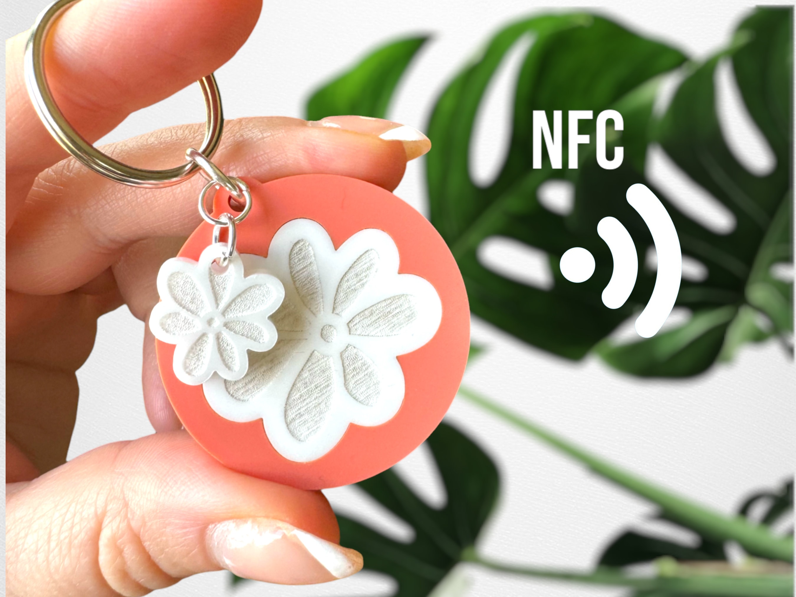 Smart Keychain I NFC Keychain I Social Media Keychain I Flower Keychain ...