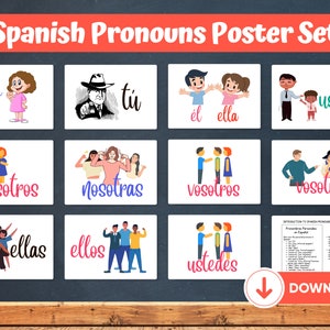 Spanish Pronouns Printable Posters, Display and Student Handout, PDF ...
