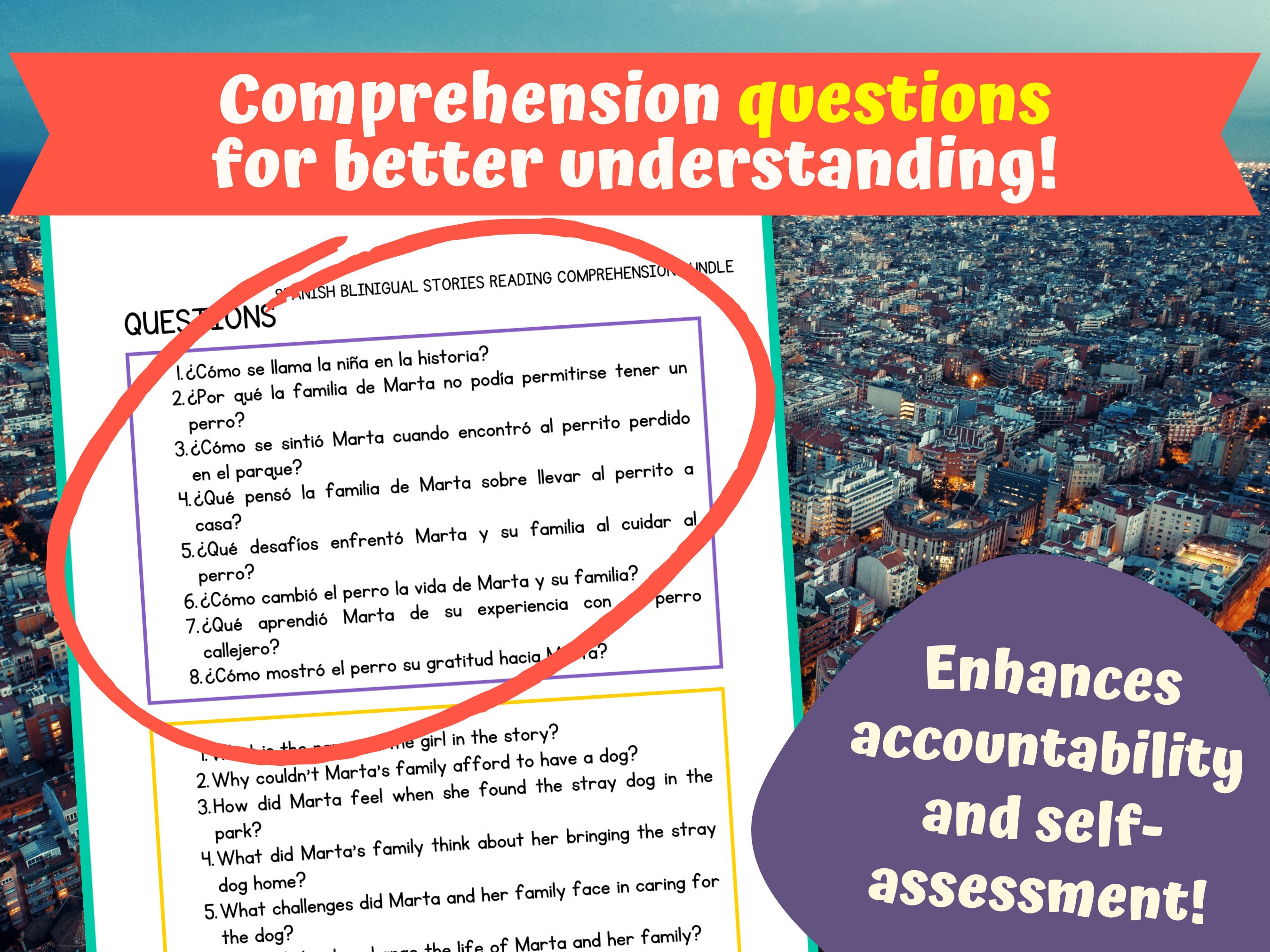 Spanish Intermediate Reading Comprehension Bundle, Printable Worksheets ...