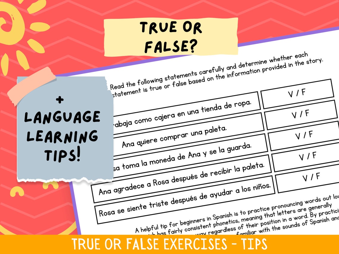 Spanish Beginner Worksheet Bundle, Stories With Vocabulary, Printable ...