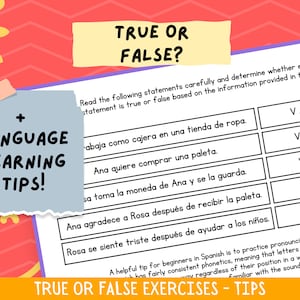 Spanish Beginner Worksheet Bundle, Stories With Vocabulary, Printable ...