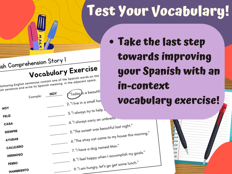 Spanish Beginner Worksheet Bundle, Stories With Vocabulary, Printable ...