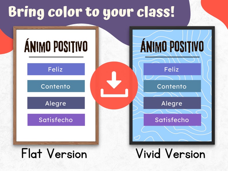 Spanish Classroom Printable Poster Set - Spanish Moods and Acrostic ...