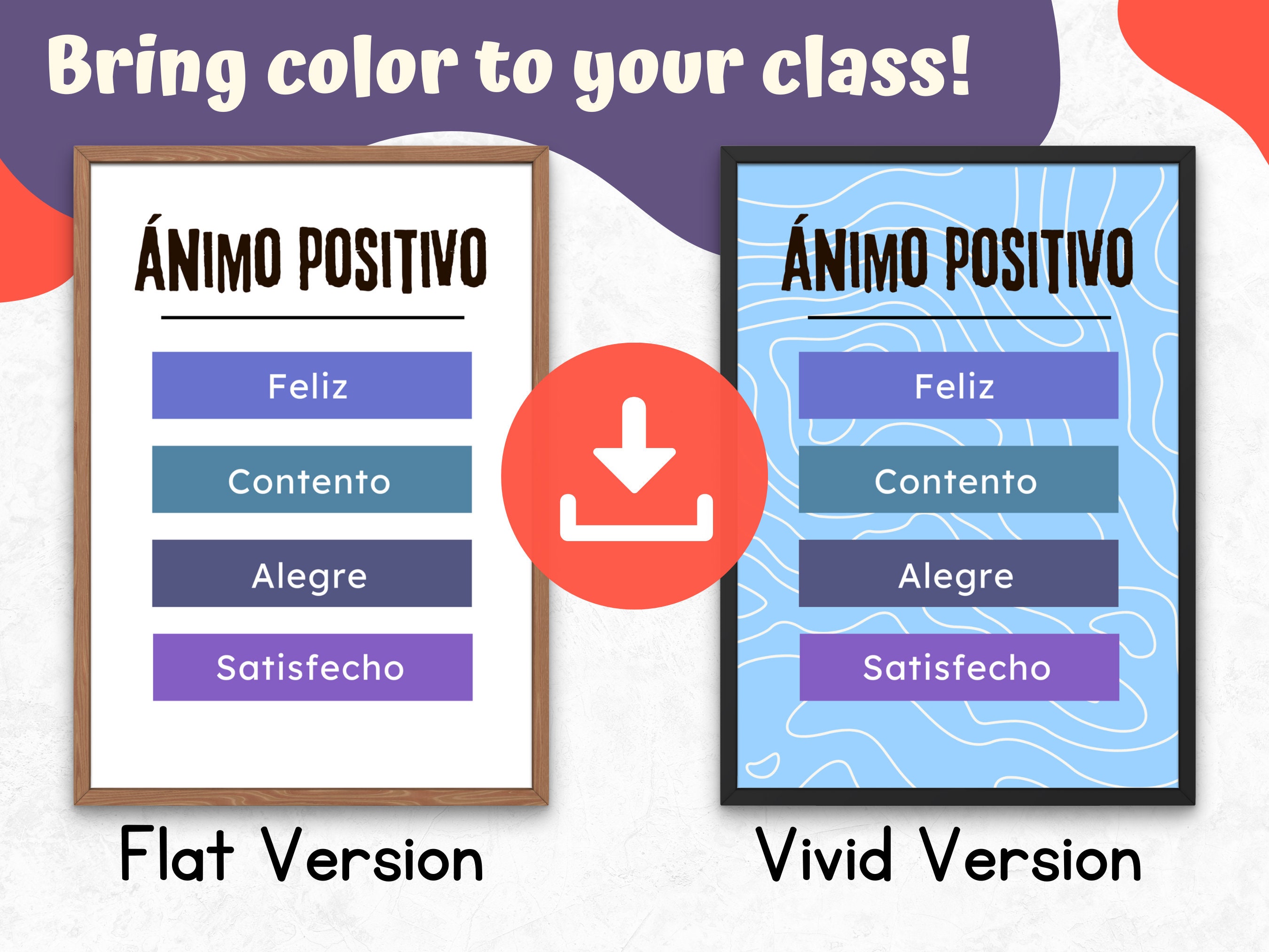 Spanish Classroom Printable Poster Set- Moods&adjectives -educational ...