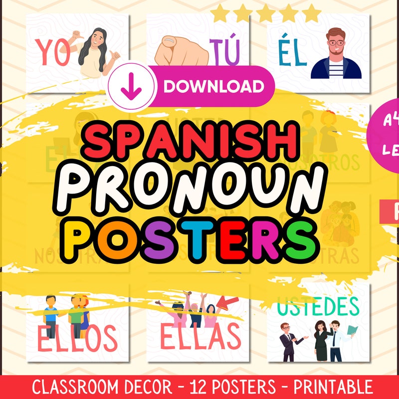 Pronoun Poster Classroom - Etsy