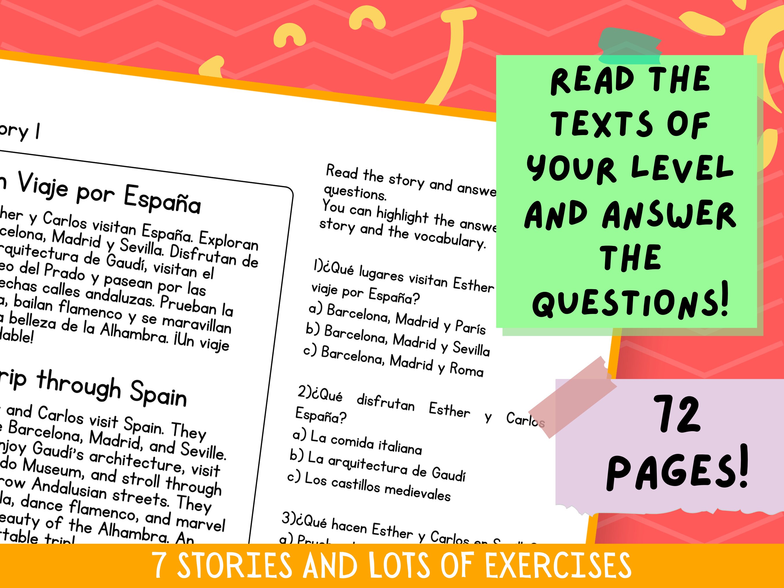 Spanish Beginner Worksheets for Adults, Reading Comprehension ...