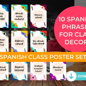 Spanish Classroom Poster Set, Educational Wall Art Decor, Bilingual, A ...