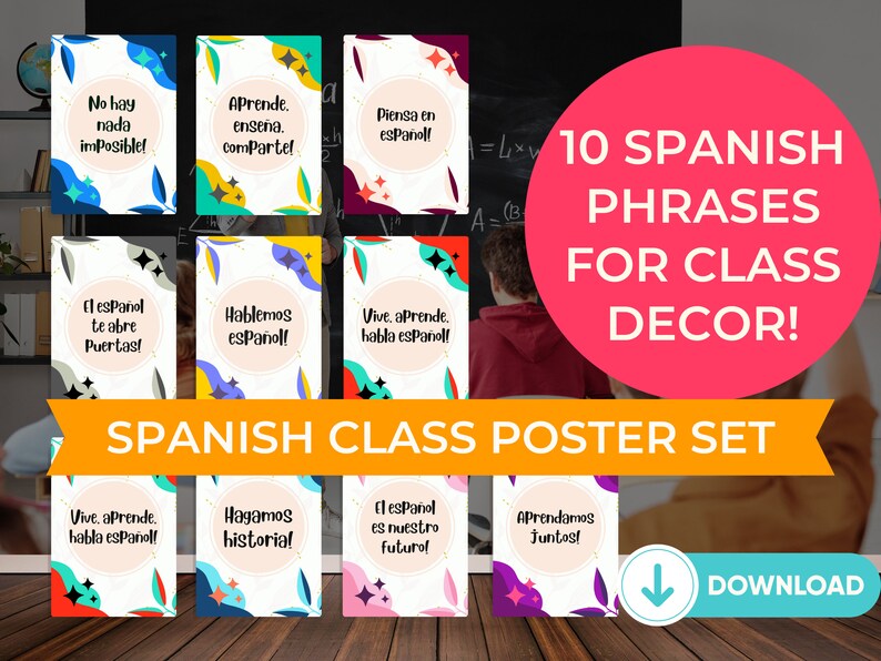 Spanish Classroom Poster Set, Educational Wall Art Decor, Bilingual, A ...