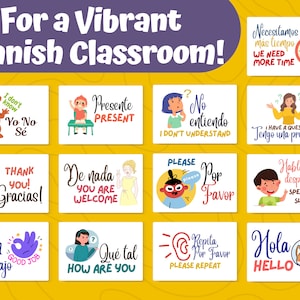 Spanish Classroom Printable Poster Set - Spanish Teacher Classroom ...