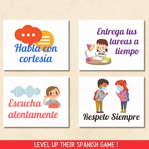 Spanish Classroom Rules Poster Set, Educational Wall Art Decor ...