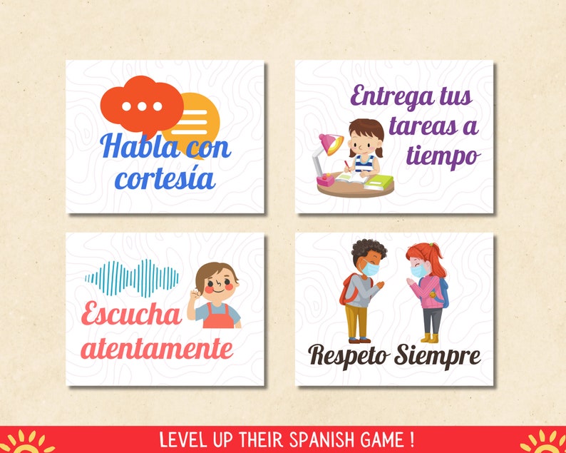 Spanish Classroom Rules Poster Set, Educational Wall Art Decor ...