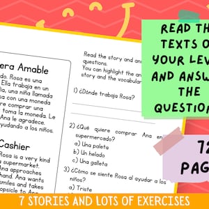 Spanish Beginner Worksheet Bundle, Stories With Vocabulary, Printable ...