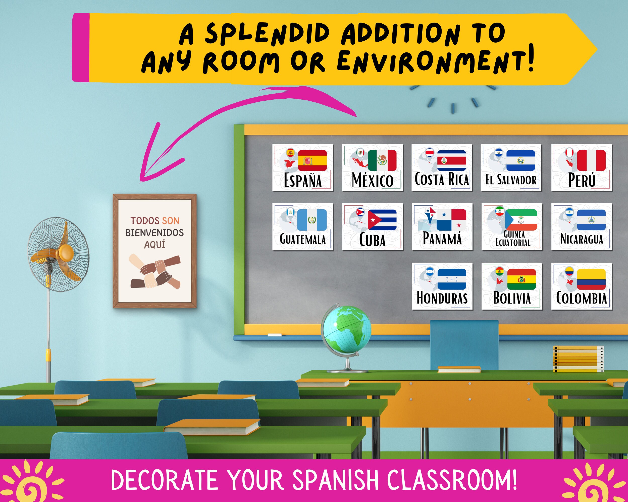 Todos Son Bienvenidos Poster, Spanish Classroom Printable, Motivational ...