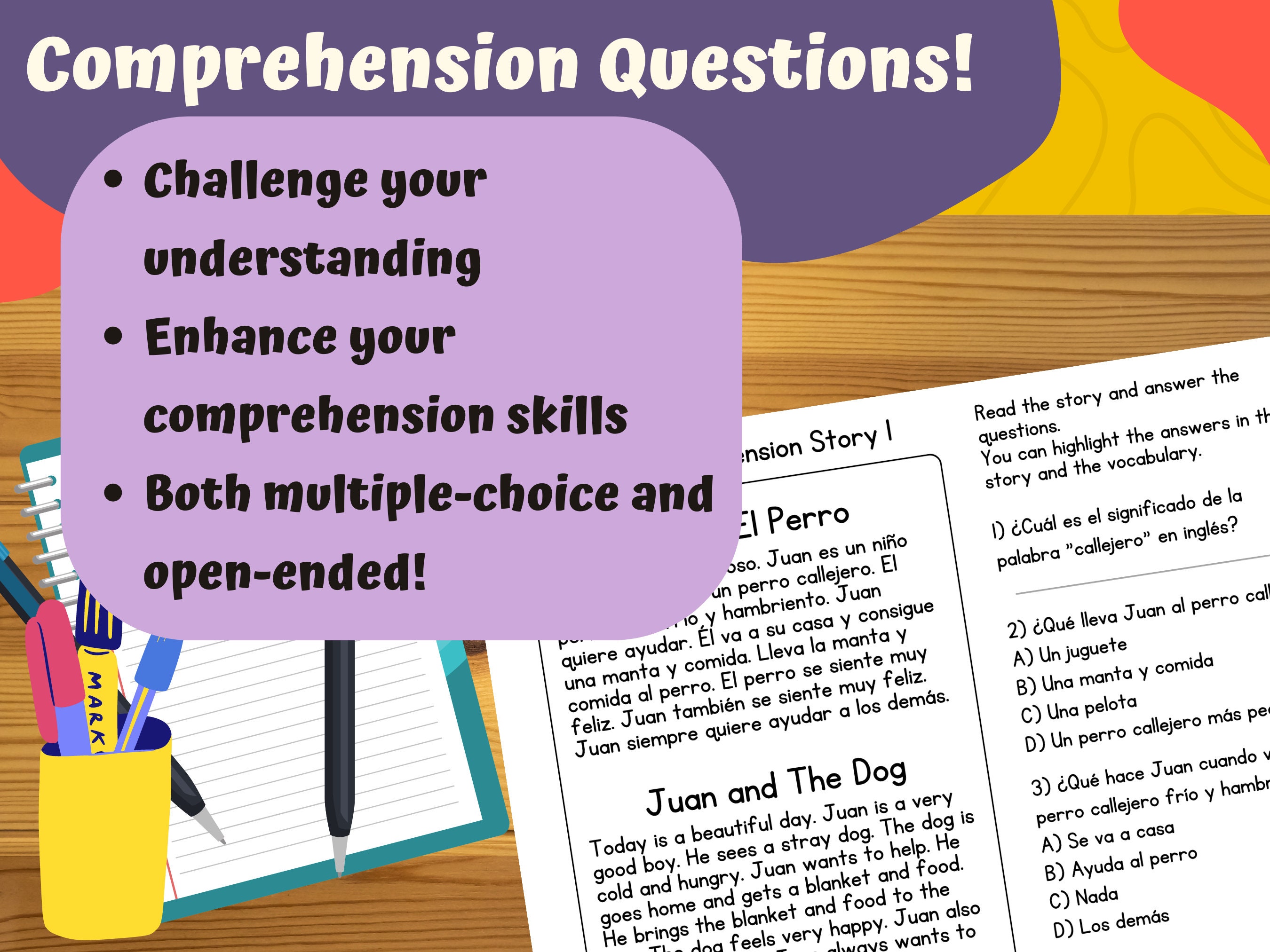 Spanish Beginner Worksheet Bundle, Stories With Vocabulary, Printable ...