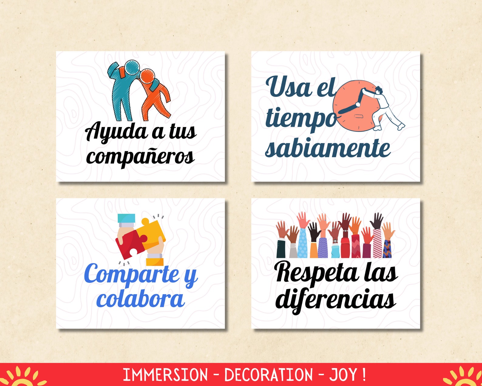 Spanish Classroom Rules Poster Set, Educational Wall Art Decor ...
