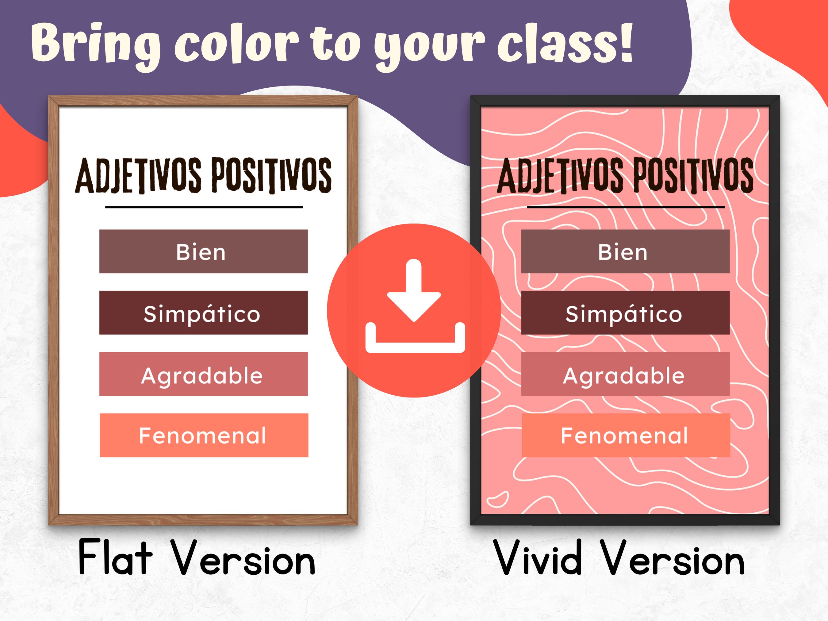 Spanish Classroom Printable Poster Set- Moods&adjectives -educational ...