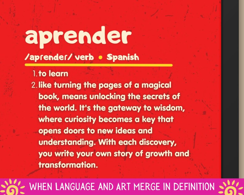 Aprender Definition Wall Art, Printable Classroom Decoration, Spanish ...