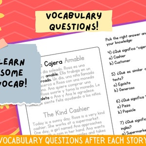 Spanish Beginner Worksheet Bundle, Stories With Vocabulary, Printable ...