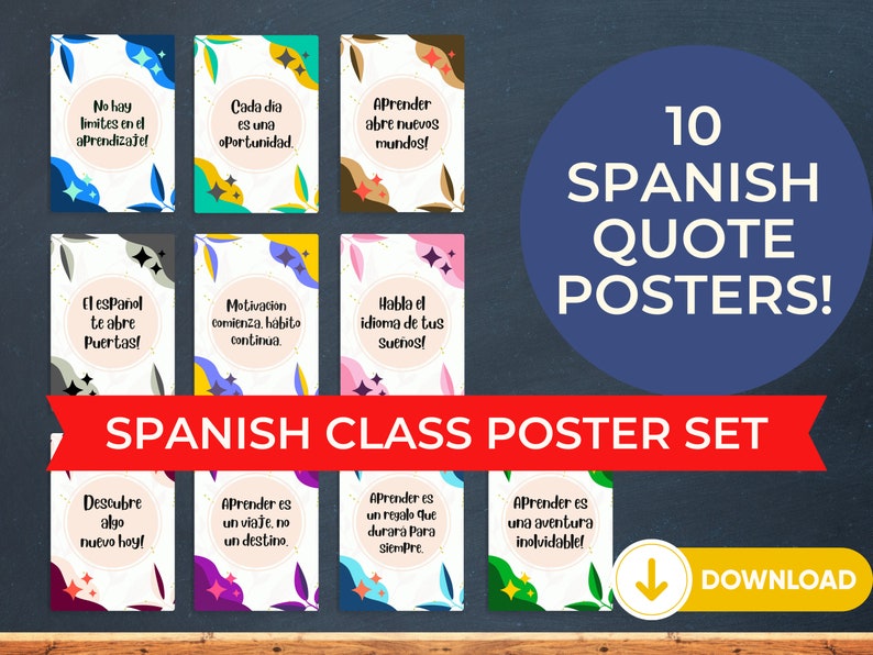Spanish Classroom Educational Poster Set, Printable, Middle School, PDF ...