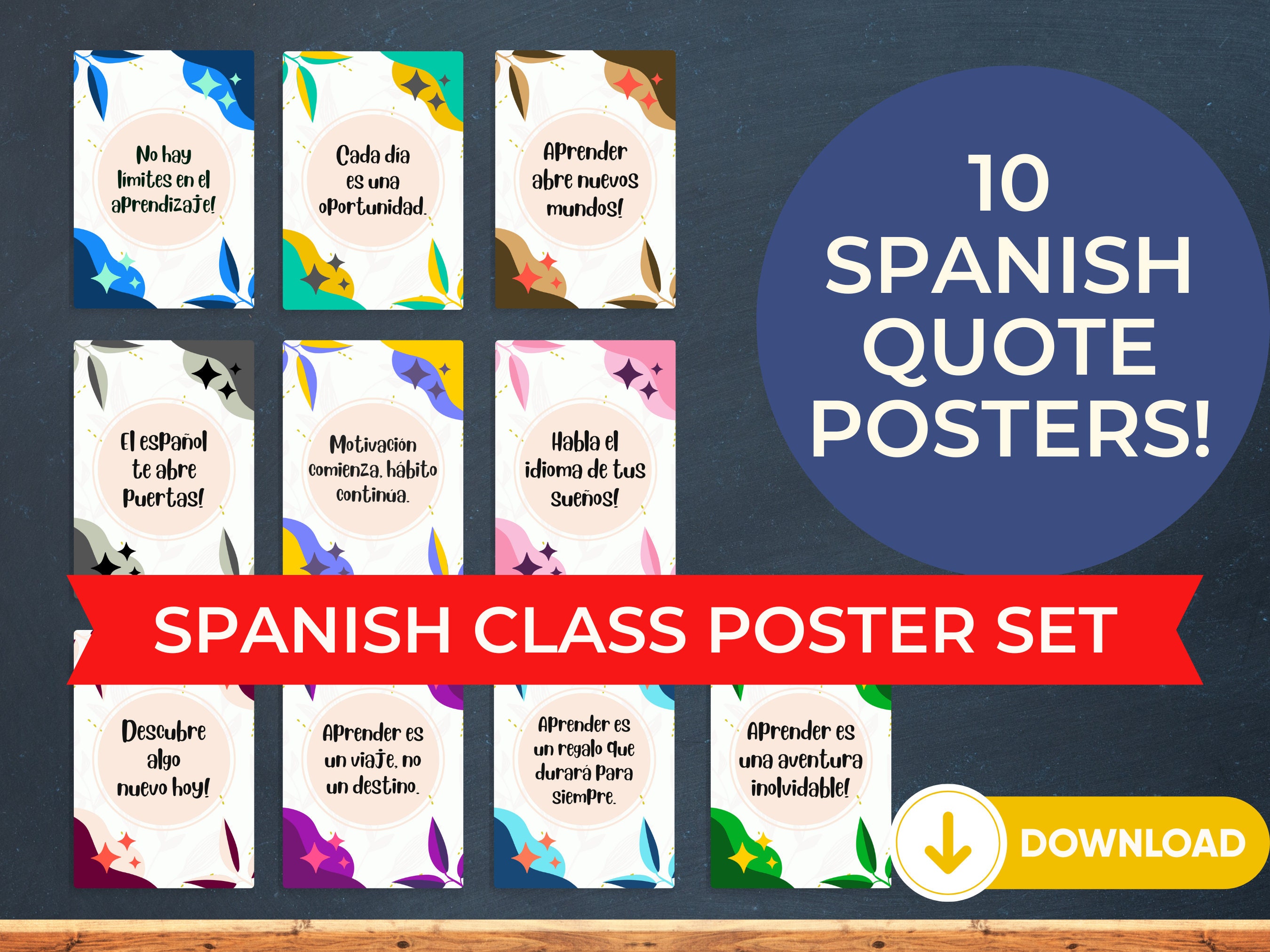 Spanish Classroom Educational Poster Set, Printable, Middle School, PDF ...