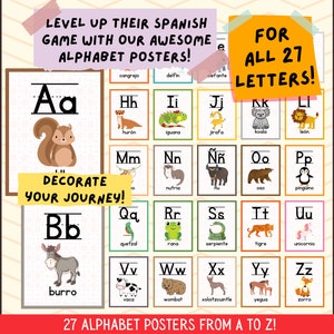 Spanish Alphabet Classroom Poster Set, Educational Wall Art Decor ...