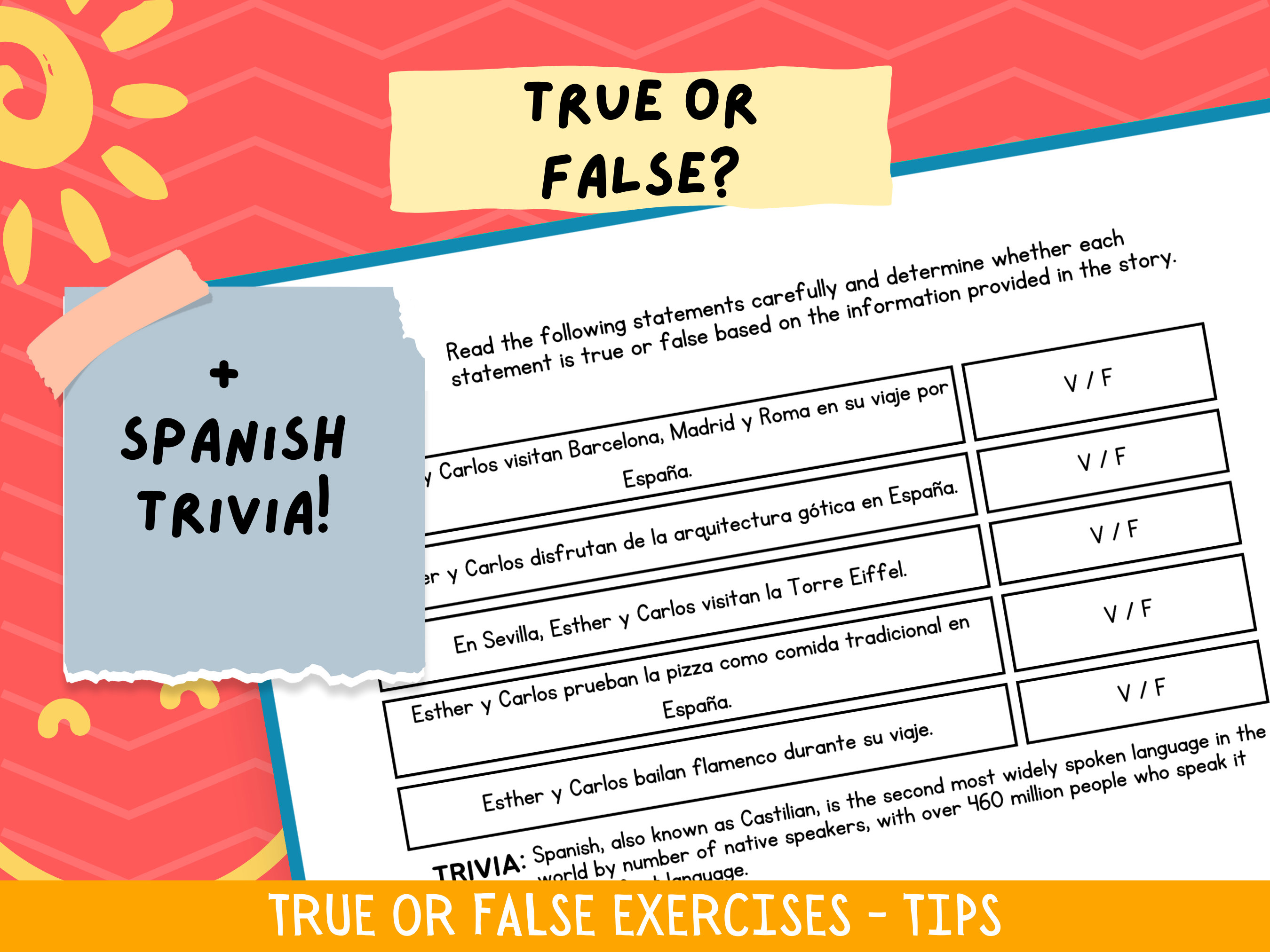 Spanish Beginner Worksheets for Adults, Reading Comprehension ...