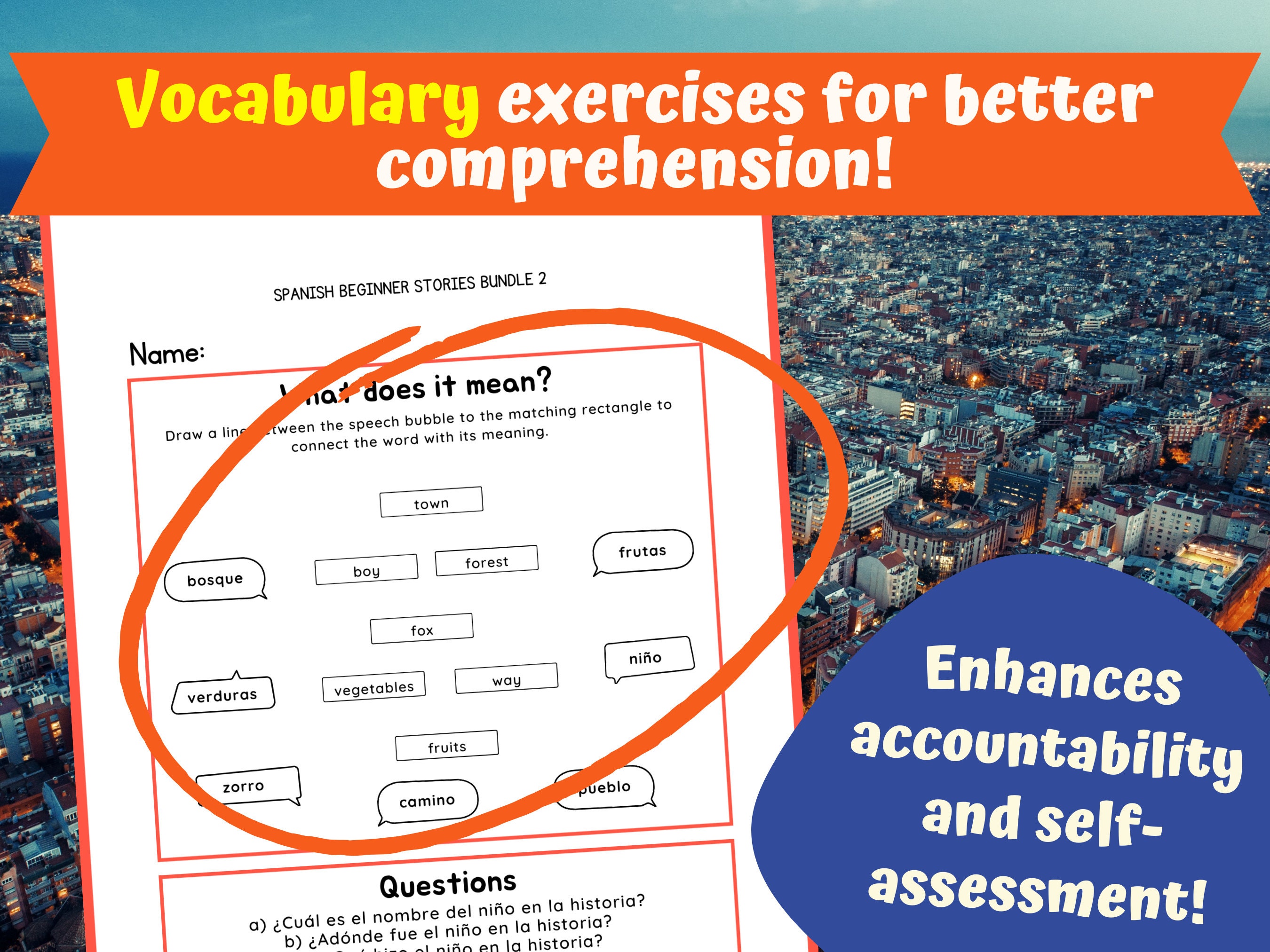 Spanish Beginner Worksheets Mini Bundle, Stories With Vocabulary ...