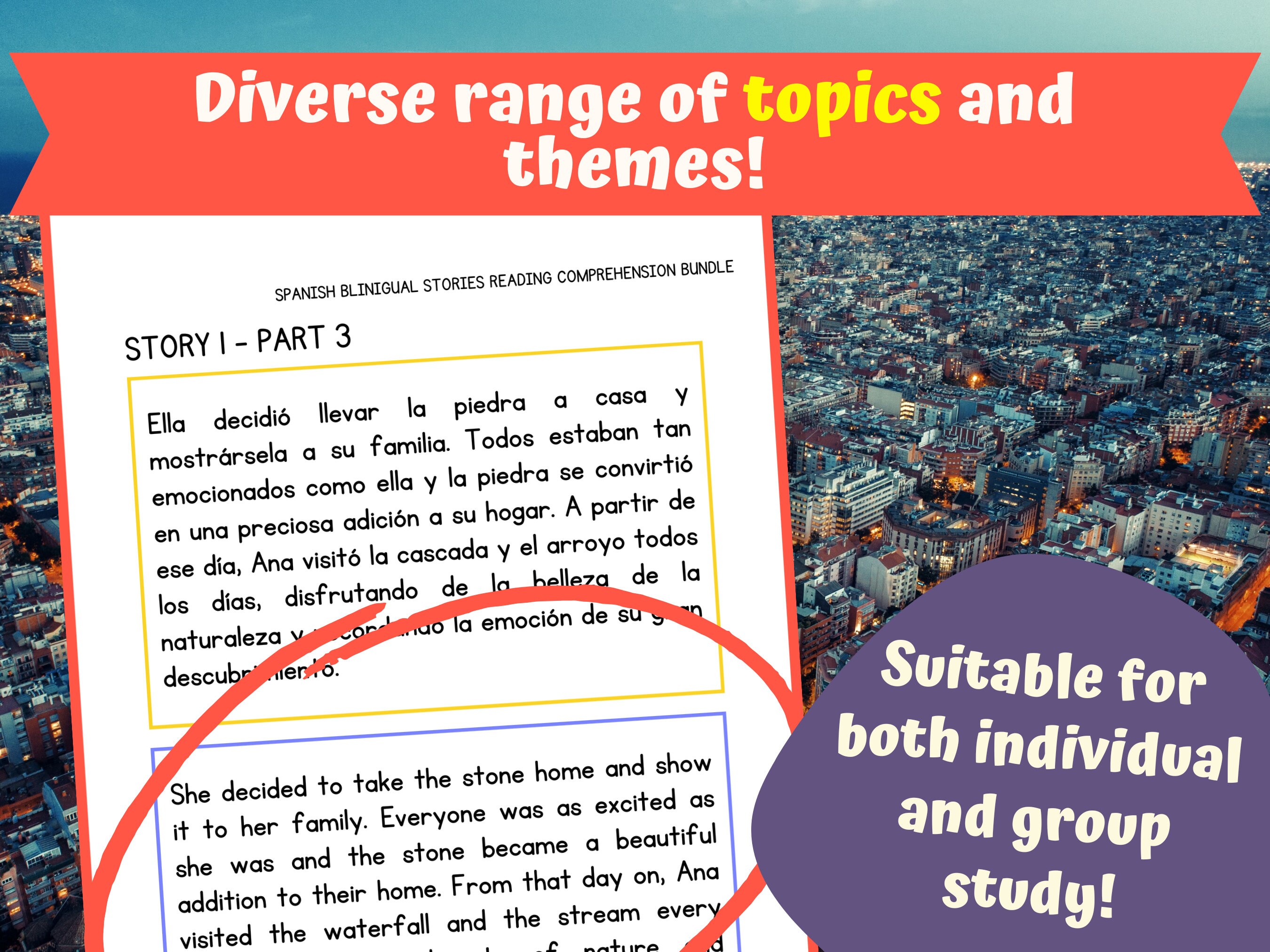 Spanish Intermediate Reading Comprehension Bundle, Printable Worksheets ...