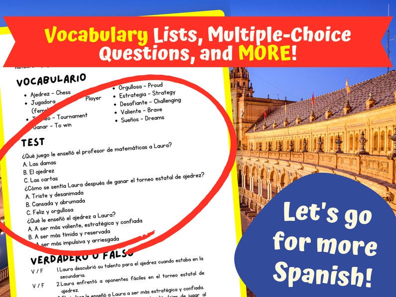 Spanish Intermediate Worksheet Bundle, Stories, Vocabulary, Printable ...