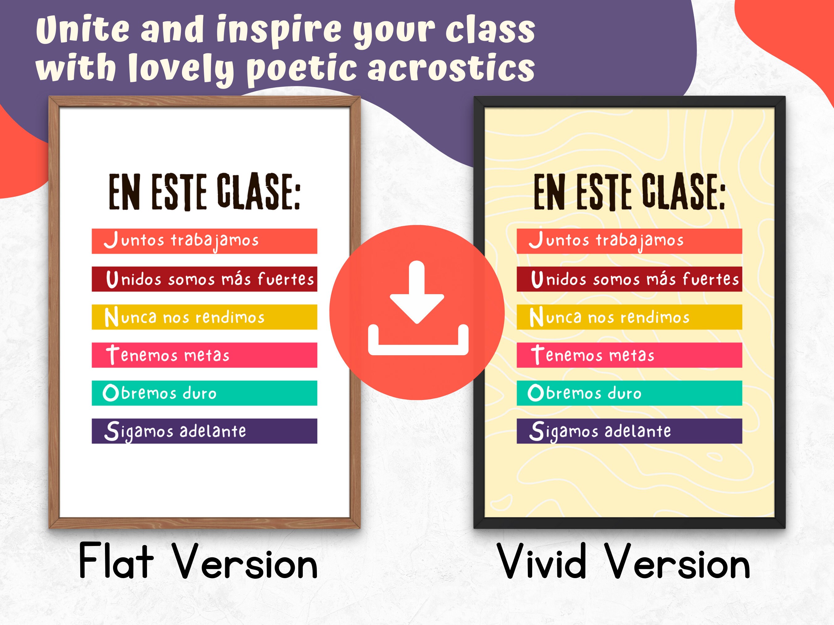 Spanish Classroom Printable Poster Set - Spanish Moods and Acrostic ...