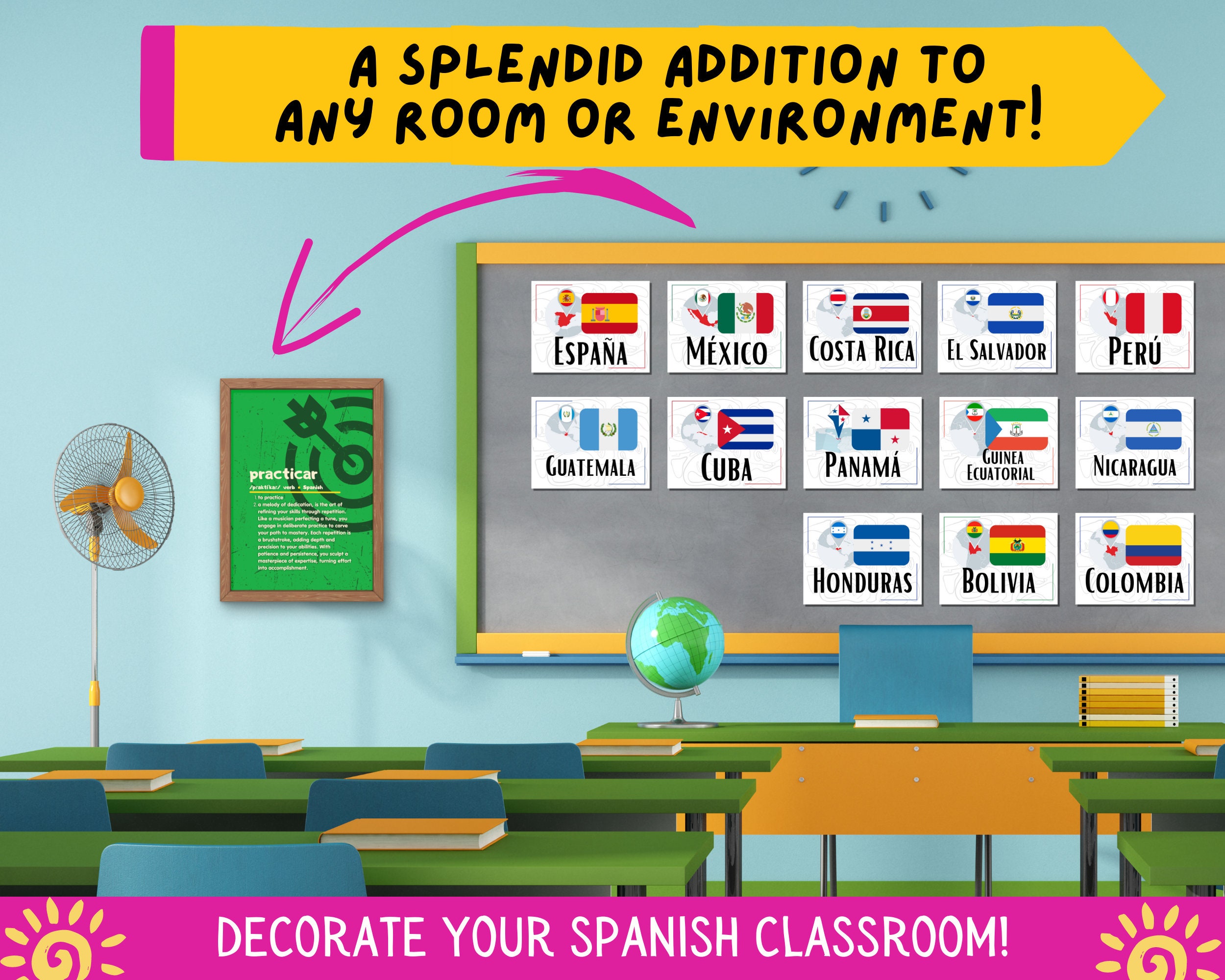 Practicar Definition Wall Art, Printable Classroom Decoration, Spanish ...