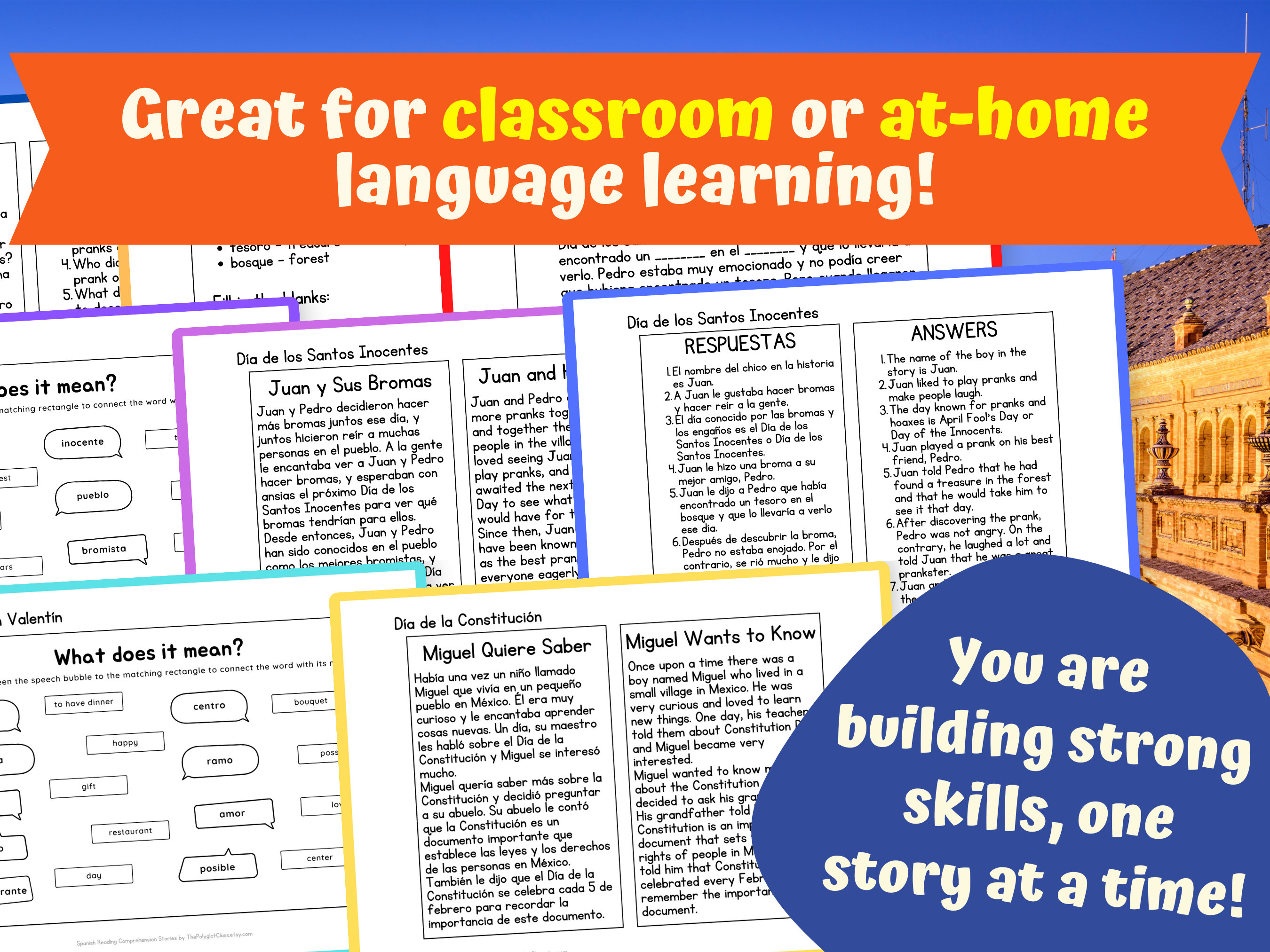 Spanish Beginner Worksheet Bundle, Stories, Vocabulary, Printable ...