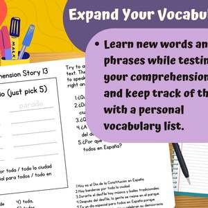 Spanish Beginner Worksheet Bundle, Stories With Vocabulary, Printable ...
