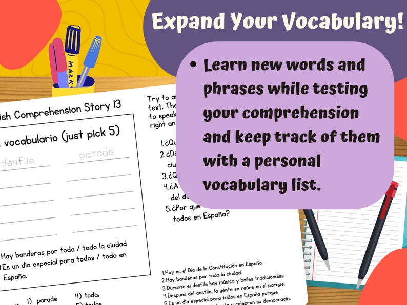 Spanish Beginner Worksheet Bundle, Stories With Vocabulary, Printable ...