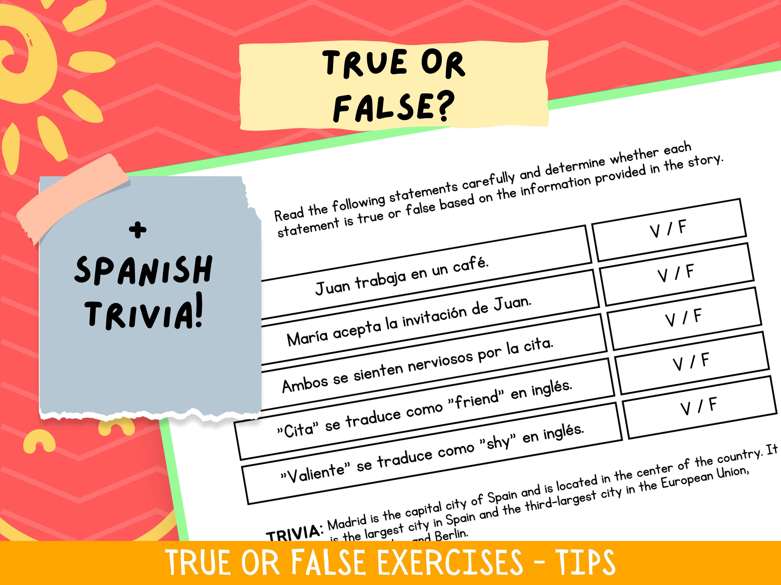 Spanish Beginner Worksheets for Adults, Reading Comprehension ...