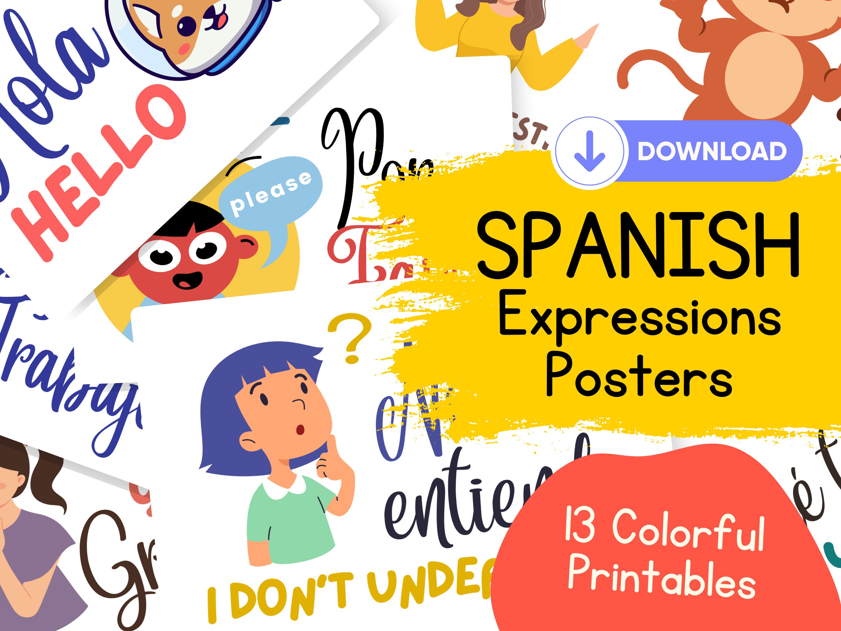 Spanish Classroom Printable Poster Set - Spanish Teacher Classroom ...