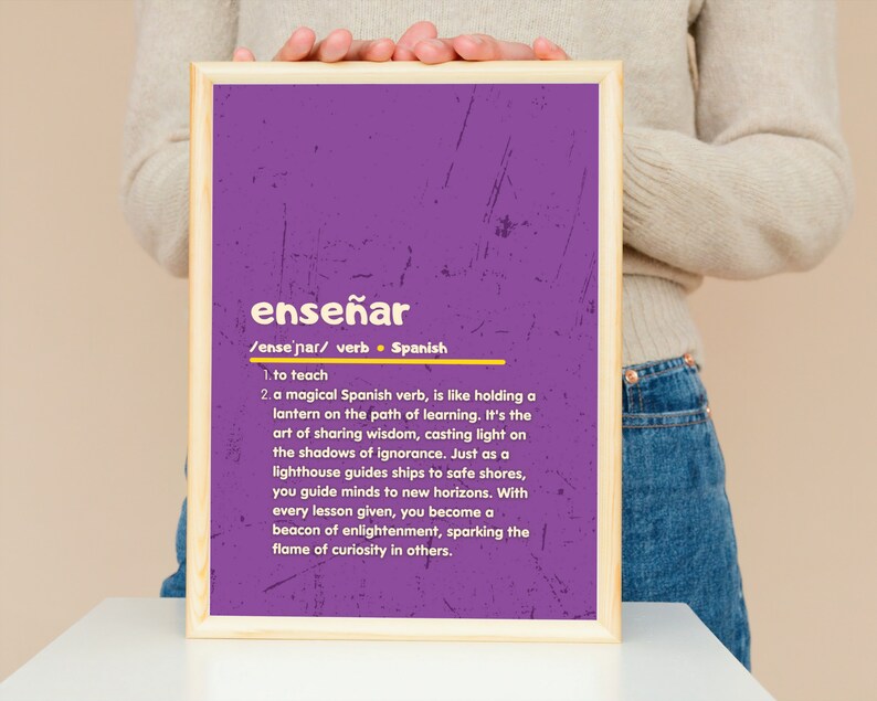 Enseñar Definition Wall Art, Printable Classroom Decoration, Spanish ...