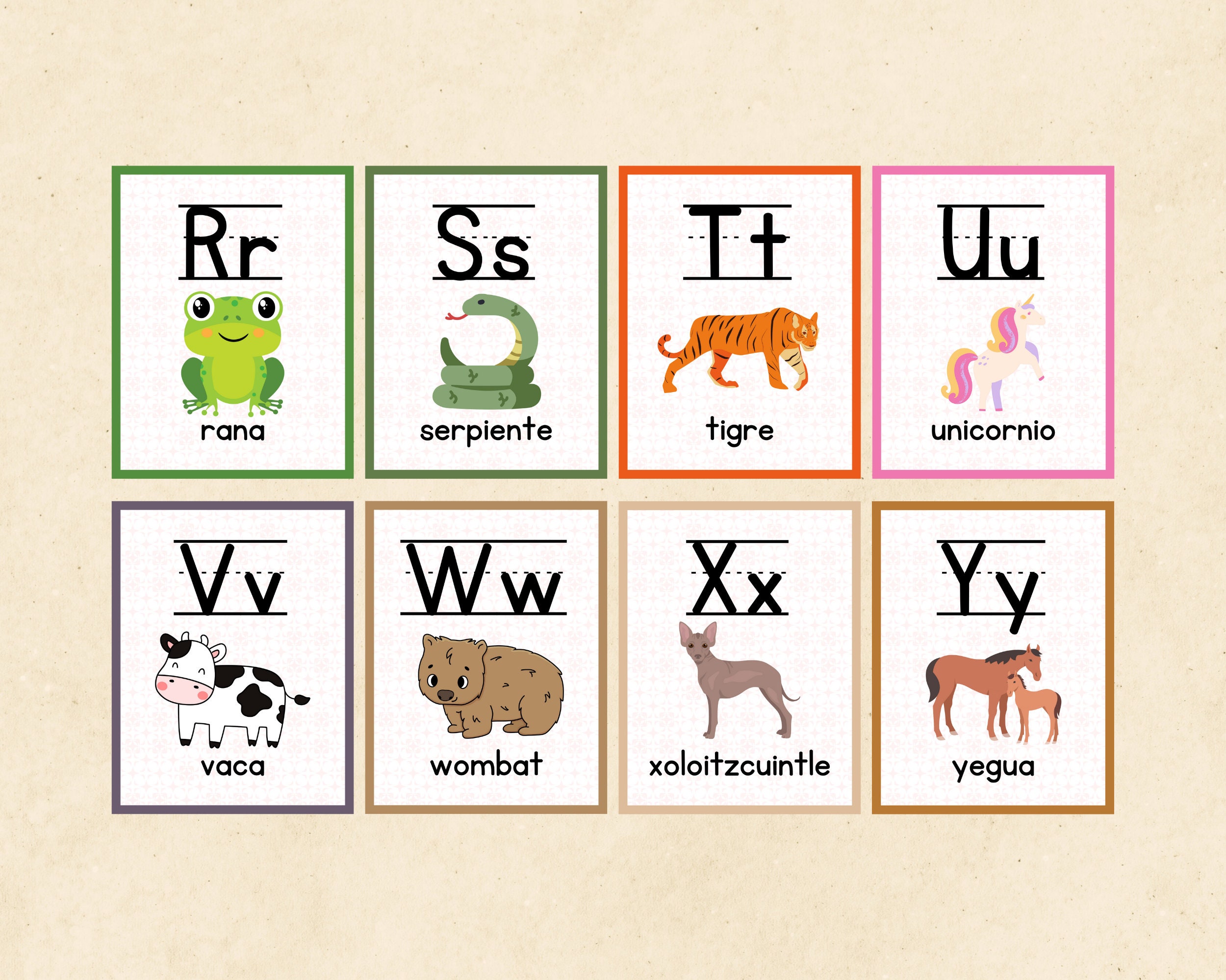 Spanish Alphabet Classroom Poster Set, Educational Wall Art Decor ...